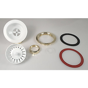 Keeney K1439WH Deep Thread Cast Brass Kitchen Sink Strainer, 3.5-Inch Opening, White