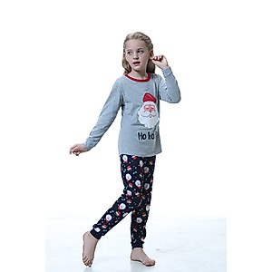 MyFav Christmas Pajamas Set Matching Family PJ's Santa Claus Printed Sleepwear for Boys and Girls, Santa Claus, 14Y