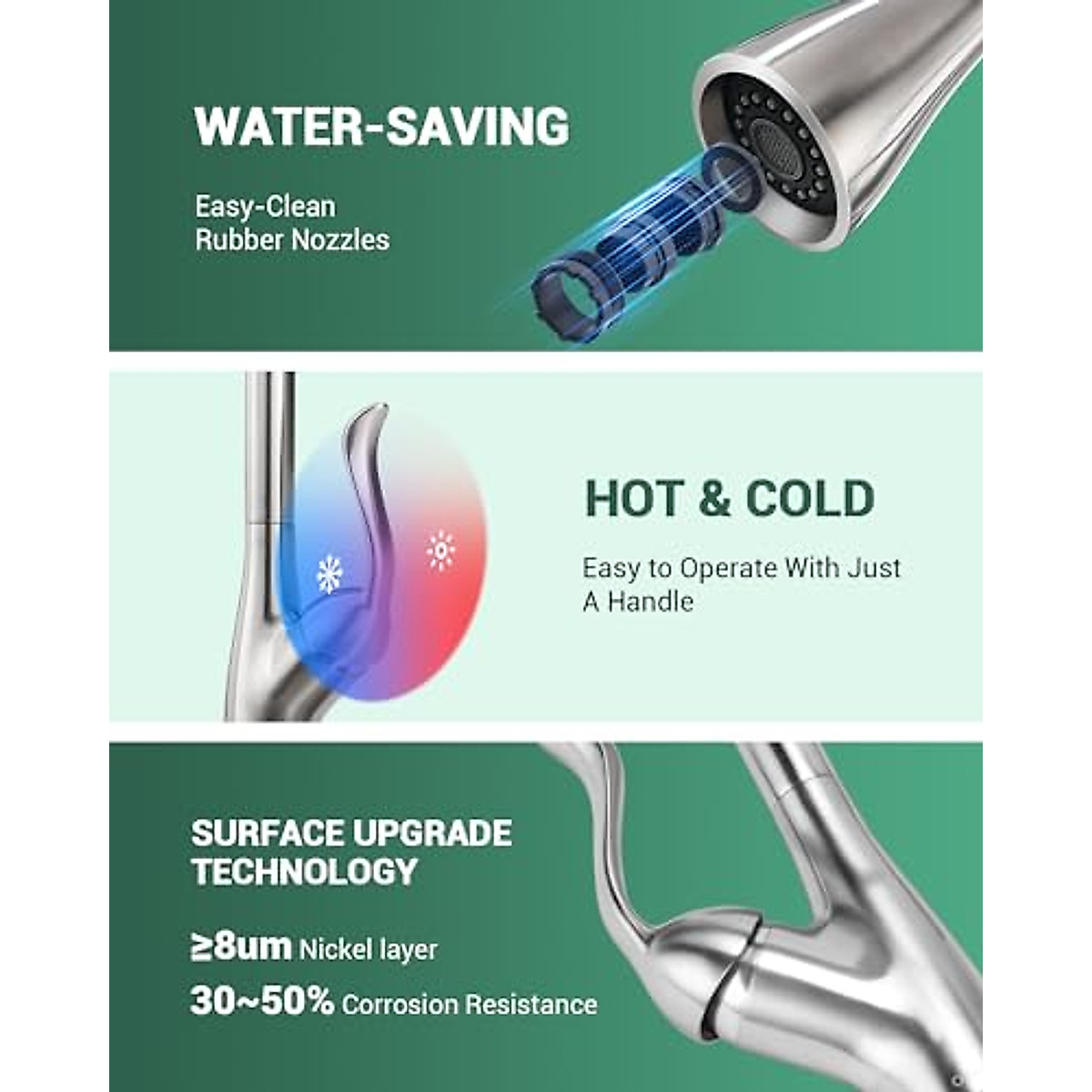 APPASO Patented Kitchen Faucet with Pull Down Sprayer and Soap Dispenser - Single Handle Stainless Steel Brushed Nickel High Arc Pull Out Kitchen Sink Faucets with Deck Plate