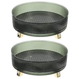 FRCOLOR 2pcs Rotating Storage Tray Skincare Holder Cosmetics Holder Tray Turning Desktop Organizer Makeup Carousel Rotating Kitchen Spice Rack High Capacity to Rotate The pet Brush Holder