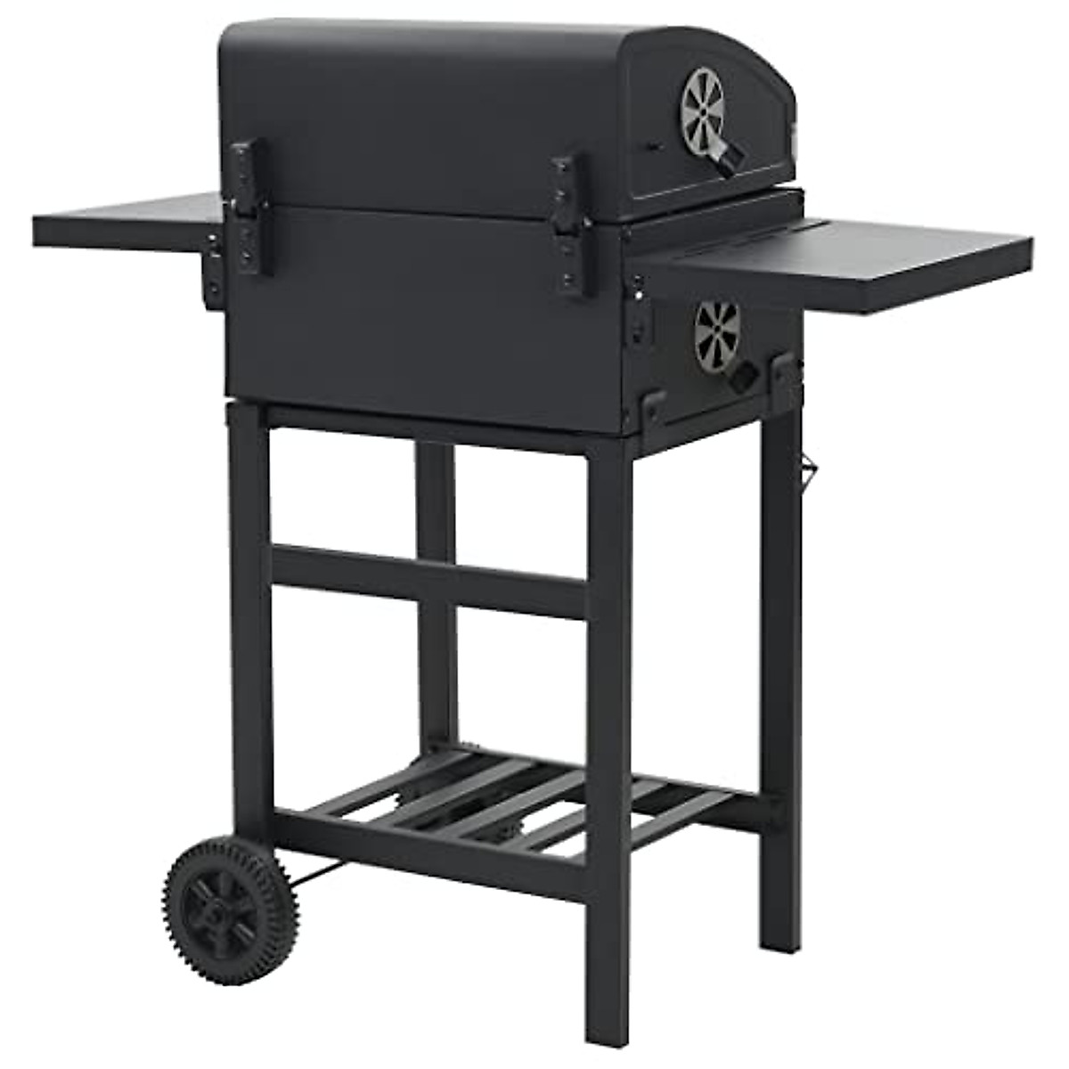 VRAXO Charcoal-Fueled BBQ Grill with Bottom Shelf Black,Outdoor Grills-37.84lbs