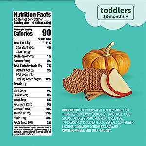 Beech-Nut Toddler Snacks, Mini Waffles with Hidden Veggies, Pumpkin Apple Cinnamon, Non-GMO, 3.2 oz Bag (7 Pack)