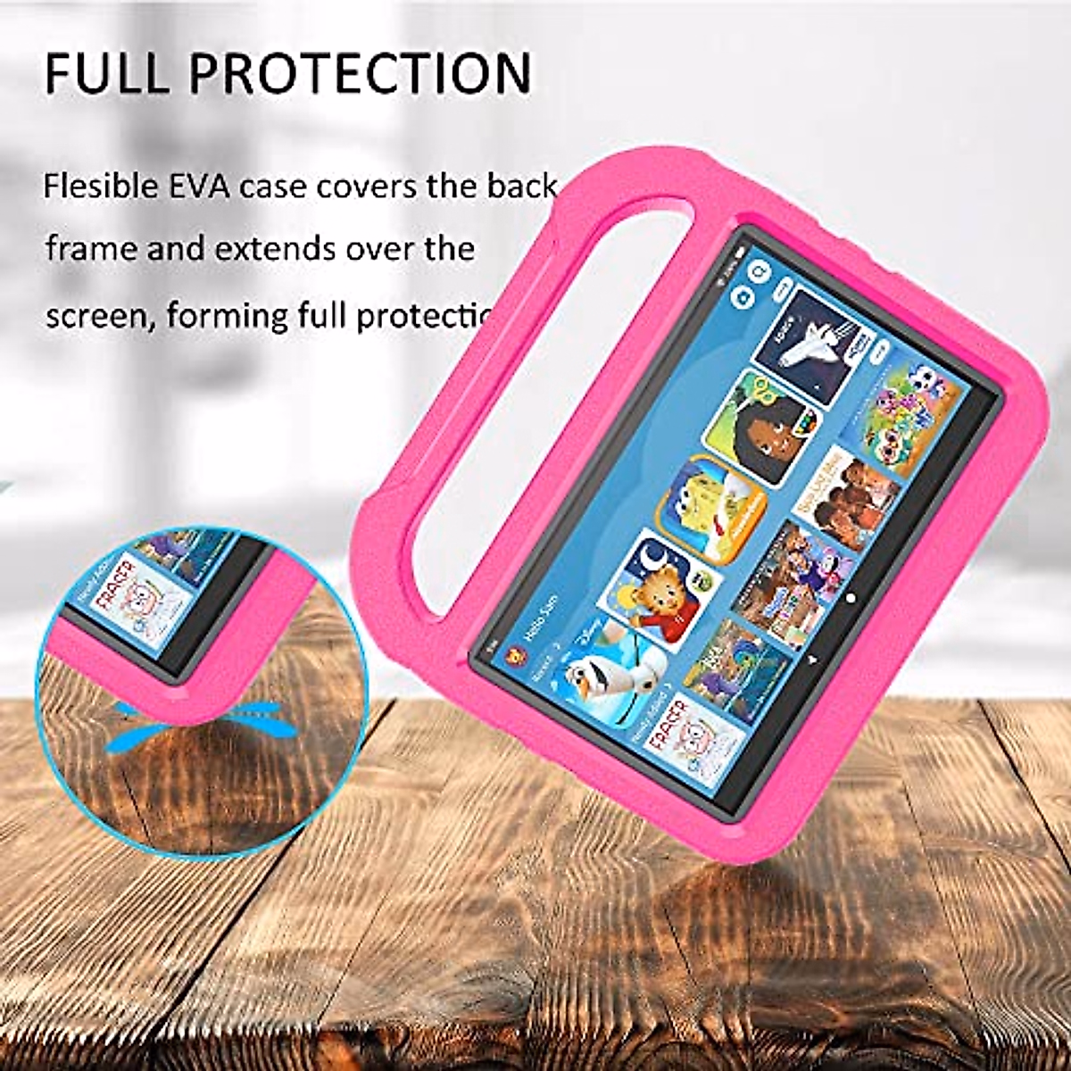Fire 7 Tablet Case for Kids (Only Compatible 12th Generation, 2022 Release) - DJ&RPPQ Lightweight Shockproof Kid-Friendly Cover with Handle and Stand for Amazon Kindle Fire 7 Kids Tablet - Pink