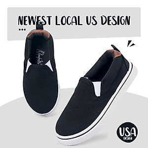 K KomForme Kids Shoes Toddlers Canvas Sneakers Slip on Walking Tennis Shoes for Boys Girls(Toddler/Little Kids/Big Kids) Black
