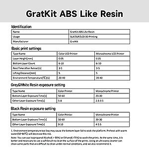 GratKit Upgraded ABS-Like 3D Printer Resin, High Toughness 405nm UV Curing Resin, Scratch Resistant and Compatible with SLA, LCD and DLP Printers for Industrial Parts Printing - 1000g, White