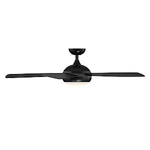 WAC Smart Fans Odyssey Indoor and Outdoor 5-Blade Ceiling Fan 54in Matte Black with 3000K LED Light Kit and Remote Control works with Alexa and iOS or Android App