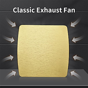 Zeyzer Gold Bathroom Exhaust Fan 110 CFM 1.0 Sone 5.9" Duct Modern Square Ceiling or Wall Mount Ventilation AC Vent Fan for Bathroom/Corridor/Office/Laundry Room/Shop