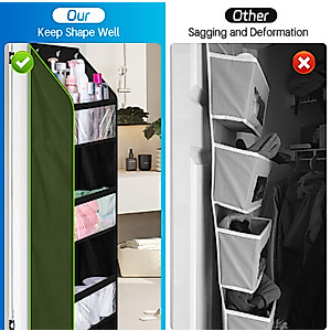 KEETDY Over the Door Organizer Storage Hanging Shelves for Closet Door with 5 Large Pockets Fits Bedroom, Bathroom，Dorm for Clothes Storage, Baby Diapers, Stuffed Animals, Black