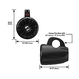 BOSS Audio Systems BM40AMPBT ATV UTV Waketower Speaker System - Bluetooth, 500 Watts of Power Per Pair, 4 Inch Woofer, Full Range, 2 Way, Marine grade, Weatherproof, Sold in Pairs