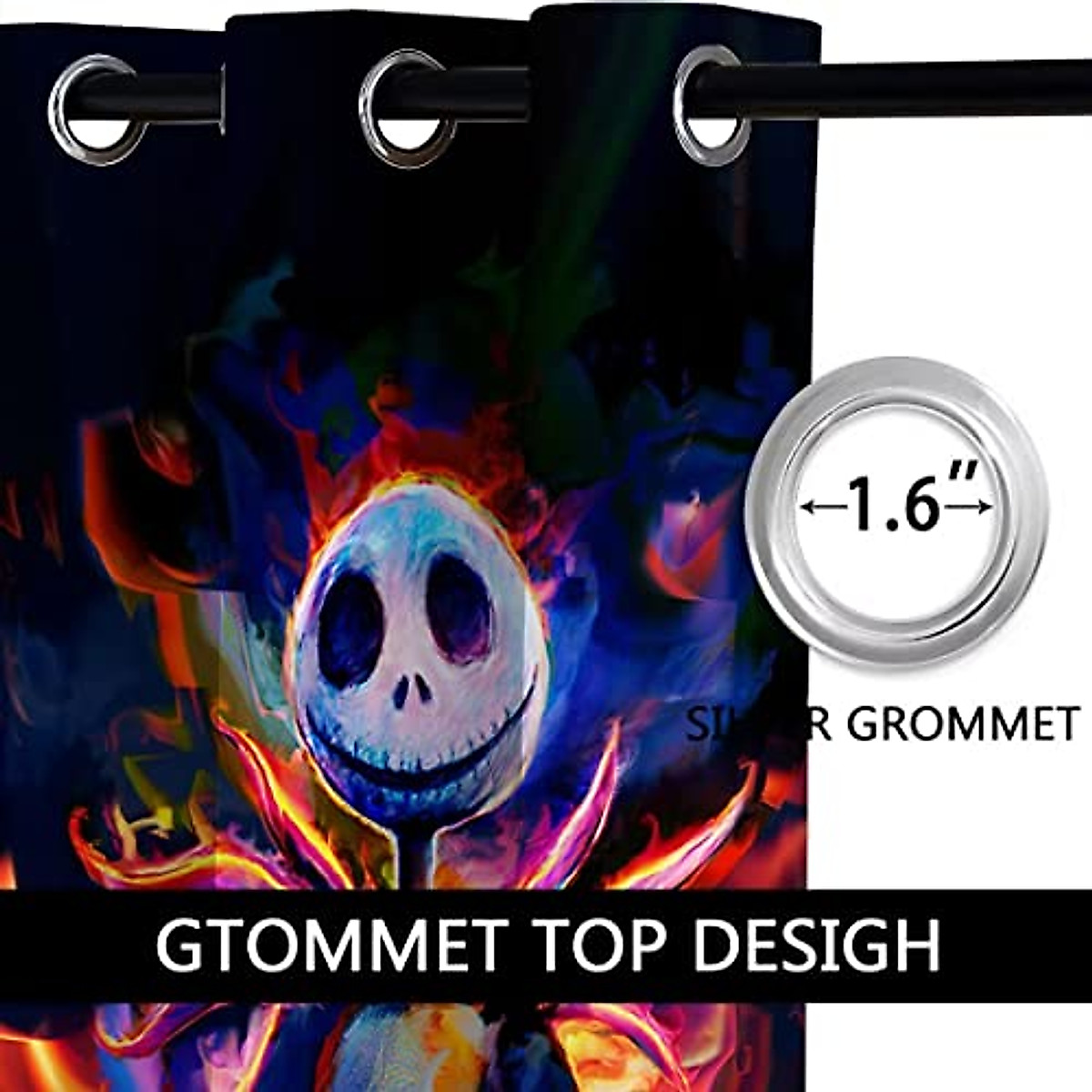 ARDORN Nightmare Christmas Blackout Curtains for Girls Boy Home Decor, Halloween Sally Jack Rod Pocket Thermal Insulated Eyelet Window Curtain Darkening Drapes for Bedroom Living Room 42"x63"