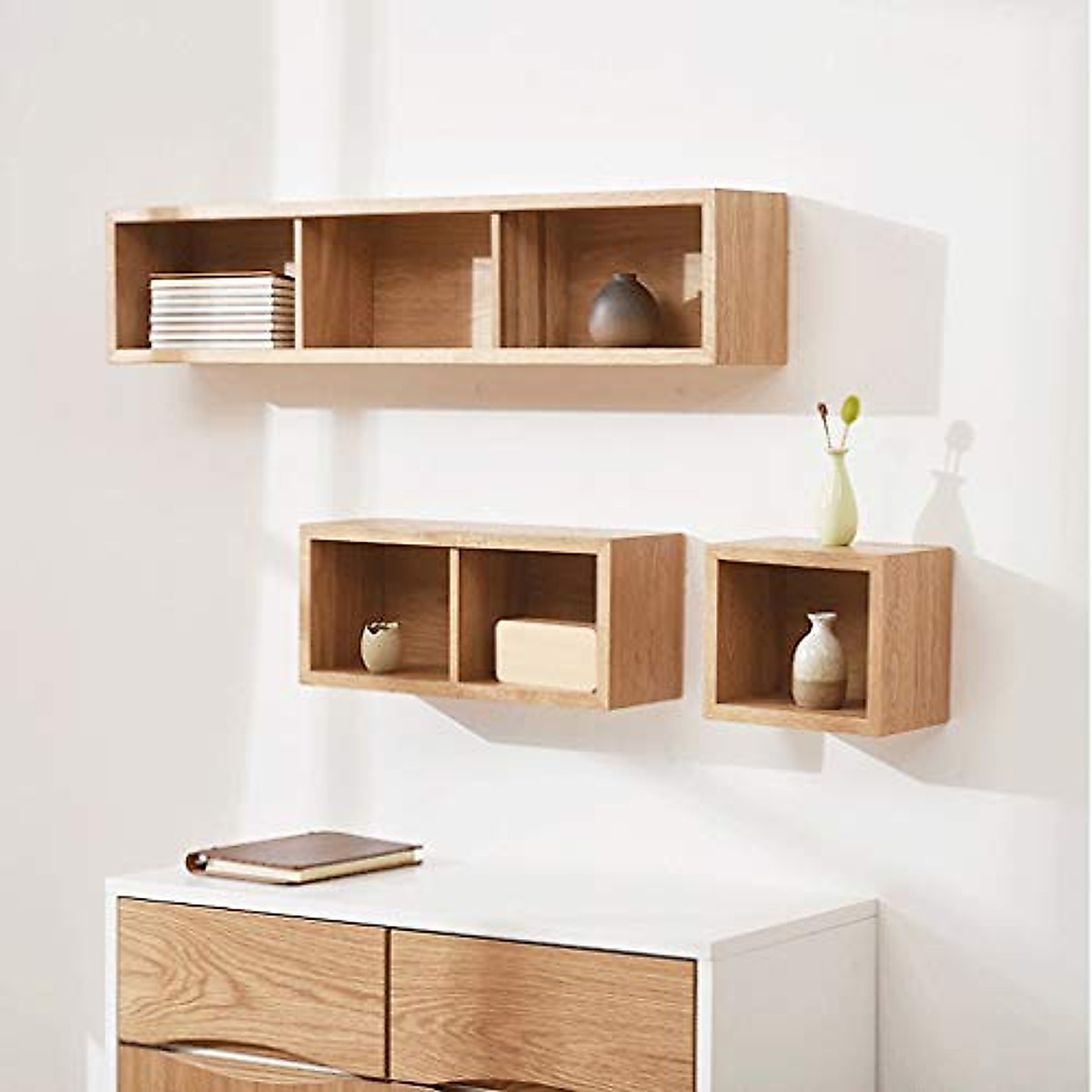 LLRYN Wooden Wall Shelf Floating Shelf for Lobby/Counter/Study/Living Room/Bathroom, Minimalist Style (Size : Single Style)