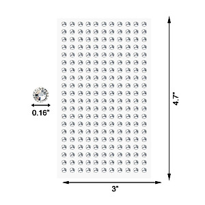 Medsuo 220pcs 4mm Rhinestone Stickers Face Gem Stickers Acrylic Glitter Self Adhesive Jewel Stickers Bling Body Gems Stick on Diamonds for Crafting, Eye, Nail, Party, Rave Festival, Make up (Silver)