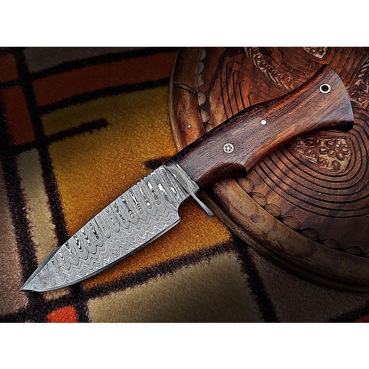 TR-1168 Custom Handmade Damascus Steel 10 Inches Tactical Knife - Perfect Grip Rose wood Handle