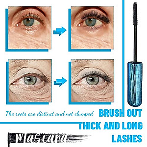 Mascara for Older Women 60 Plus, Mascara for Seniors with Thinning Lashes Waterproof Mascara, Hypoallergenic Volumizing Mascara Black Volume and Length for Sensitive Eyes (1 Pack)