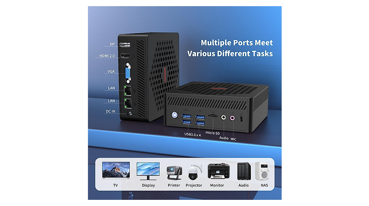 Fanless N100 Mini PC: 4K Dual Ethernet Power