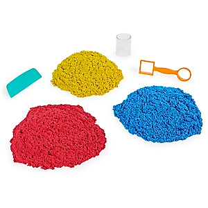 Kinetic Sand, 6lbs Bucket with 3 Colors of All-Natural and 3 Tools, Play Sand Sensory Toys for Kids Ages 3 and up