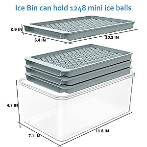 WIBIMEN Mini Ice Cube Trays, Upgraded Small Ice Cube Trays Easy Release, 159x4 PCS Tiny Ice Cube Tray Crushed Ice Tray for Chilling Drinks Coffee Juice(4Pack Blue Ice trays & Ice Bin & Ice Scoop)