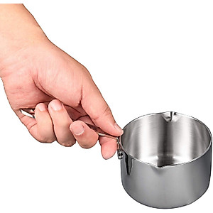 IMEEA 10oz/300ml Butter Coffee Milk Warmer Mini Butter Melting Pot with Dual Pour Spout 18/10 Tri-Ply Stainless Steel
