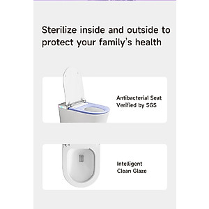 Smart Bidet Toilet with Built-In Bidet - Elongated Toilet with Side Knob - Heated Bidet Seat -One Piece Bidet Toilet Seats with Foot Sensor Operation - Auto White Toilet with LED Display for Bathroom