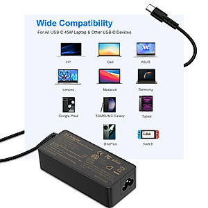 USB C Laptop Charger 100w for Chromebook Charger, Lenovo Thinkpad E495 E590 E595 X1 Carbon 5th 6th Gen Yoga 370 X280 X390 X395 910 920 T14 T480 P/N: 01FR024 ADLX65YCC3D