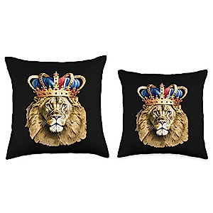 Visit King Charles Coronation 2023 Gifts Store King Charles Lion Royal Crown Family Coronation 2023 Gifts Throw Pillow, 18x18, Multicolor