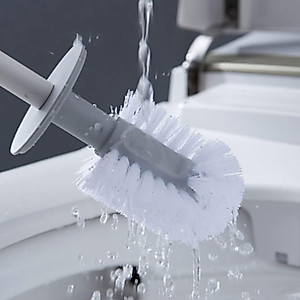 Creative Toilet Bowl Brush Floor Wall Mounted Toilet Brush Plastic Long Handle Domed Toilet Cleaner Brush with Holder Set