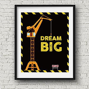 SUUURA-OO Truck Inspirational Quote Art Print Set of 6 (8”X10”), Dream big Truck Bedroom Cool Poster for for Nursery Boys Son Brother Grandson Kids Room Home Decor, No Frame