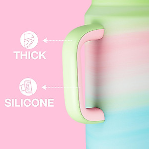 ENCOOL 50 oz Tumbler with Handle and Straw, 100% Leak-Proof Insulated Cup Large Water Bottle with 2-in-1 Lid, Reusable Stainless Steel Travel Mug Water Jug, Non-slip Base, BPA-Free （Fairy）