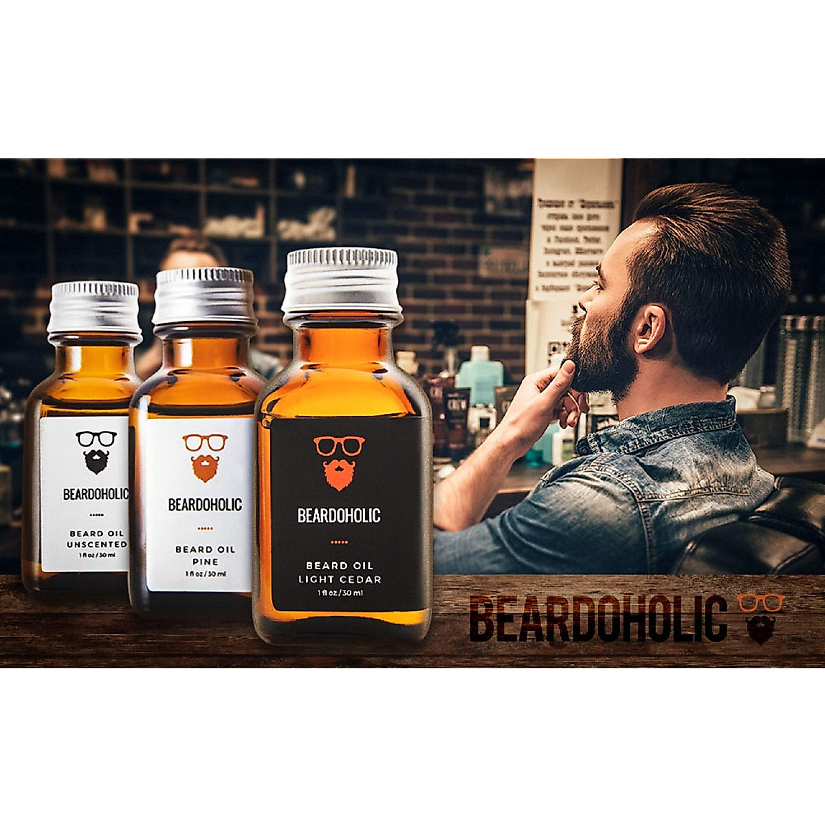 Beardoholic Natural Beard Oil Pine Scented 1 Ounce (30 ml)