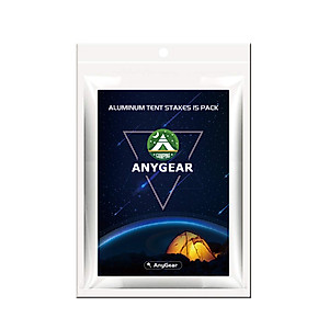 AnyGear 7075 Aluminum Tent Stakes 15 Pack - Ultralight Tri-Beam Tent Pegs with Reflective Rope - Essential Tent Accessories for Camping, Rain Tarps, Hiking, Backpacking