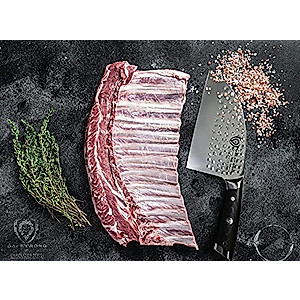 Dalstrong Serbian Chef Knife - 7.5 inch - Gladiator Series Elite - German HC Steel - Meat Cleaver Knife - Hammered Blade Finish - Razor Sharp Kitchen Knife - G10 Handle - w/Sheath - NSF Certified