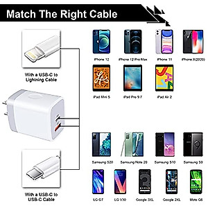 USB C Wall Charger, PD Charger Adapter, 3Pack 20W Power Delivery +Quick Charge 3.0 Dual Port Fast Charger Block Wall Plug for iPhone 14 13 12 11 Pro Max Mini 10 SE XR XS X,Samsung S23 S22 S21 S20 A13