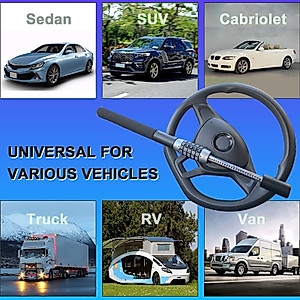 Vechkom Steering Wheel Lock Keyless Password Code Heavy Duty Security Anti Theft Steel for Vehicle Car Truck Van SUV