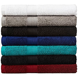 Amazon Basics 6-Piece Fade Resistant Bath, Hand and Washcloth Towel Set - Black