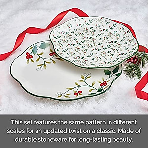 Pfaltzgraff Winterberry Holiday Set of 2 Serving Plates, 10 Inch and 12 Inch, Multicolored