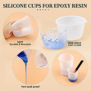 Silicone Measuring Cups Tool Kit,600ml&250ml&100ml Thickening&Polishing Silicone Mixing Cups with 2PCS Silicone Brushes for Mixing Resin,Silicone Cups for Epoxy Resin Mixing,Easy Clean