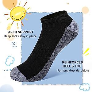 Comfoex Boys Socks 8 Pairs 6-8 4-6 8-10 Years Old Ankle Athletic Low Cut Socks Short Half Cushioned Socks
