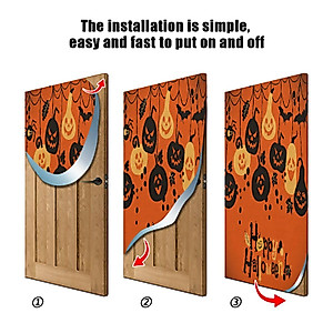 Burbuja Halloween Pumpkins Door Cover, Stretch Fabric Backdrop Door Porch Covers for Home Party Holidays Decoration, 36x97 in