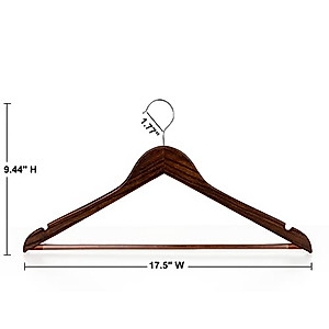 HUMIA Retro Wooden Suit Coat Hangers 30 Pack, Solid Wood Clothes Hangers with Non Slip Pants Bar, 360° Swivel Hook and Precisely Cut Notches for Jacket, Pant, Shirt, Dress (Retro,30)