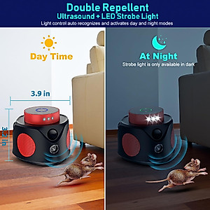 Lemyzo Mouse Repellent Indoor, Ultrasonic Rodent Repellent, Powerful 360° Mice Repellent for House with 3 Sided Sensing 9 Strobe Lights, Rat Squirrel Bat Deterrent for Garage, Warehouse, UR02S