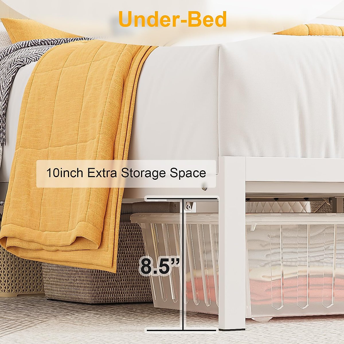 Elephance Twin Size Bed Frames with Charging Station and Storage Headboard, No Box Spring Needed, Easy Assembly