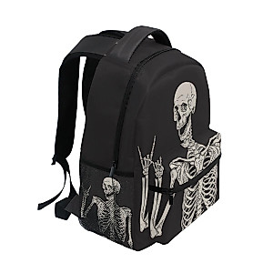 aiyojasen Funny Skull Backpack Laptop Travel Daypack, Black School Backpack for Teen Girls Boys, Student Large Book Bag