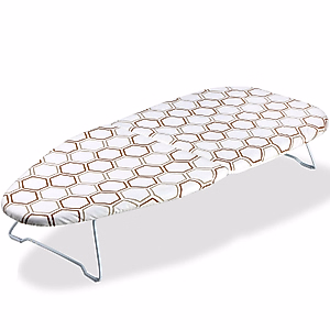 SheeChung Small Tabletop Ironing Board 30" L x 12" W Heavy Duty Ironing Board with Mesh Metal Base 100% Cotton Cover,Hook for Hanging,Portable Folding Mini Iron Board for Sewing Craft Room House Dorm