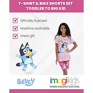 Bluey Bingo Toddler Girls T-Shirt and Bike Shorts Outfit Set Pink 2T