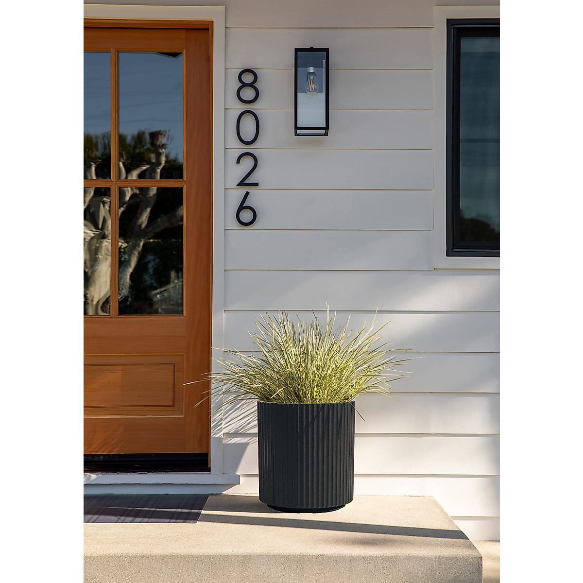 Veradek Demi Series Round Planter for Porch, Patio, Backyard | Durable Plastic-Concrete Material | Modern Décor for Tall Plants, Flowers