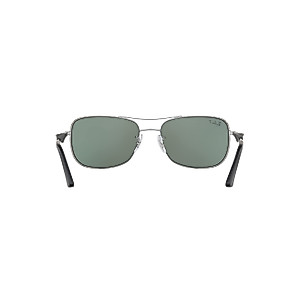 Ray-Ban Men's Rb3515 Square Sunglasses, Gunmetal/Polarized Green Mirrored Silver, 61 mm