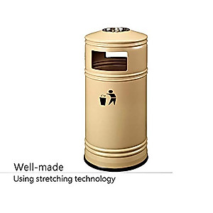 KIZQYN Trash Cans Outdoor Long Cylindrical Trash Can Large Capacity Metal Belt Ashtray Garbage Can Simple Commercial Waste Bin with Lid, 13.2 Gallons Outdoor Waste Bins (Color : Gray)