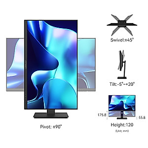 INNOCN 27 Inch 4K Monitor Computer UHD 3840 x 2160 LCD IPS Display, HDR400, USB Type C DP HDMI PC Monitor, 1.07B+ Colors, Built-in Speakers, Pivot/Height Adjustable Stand, Black