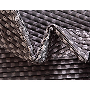 Unique Loom Outdoor Border Collection Area Rug - Multi Border (6' 1" x 9' Rectangle, Gray/ Black)