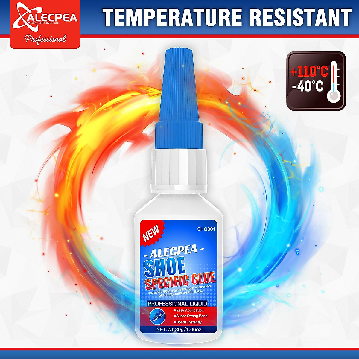 ALECPEA 30g Shoe Glue - Ultimate Strength Adhesive for for Soles Boots Sneakers Heels Hiking Shoes Leather Handbags - Quick Set in 15 Seconds